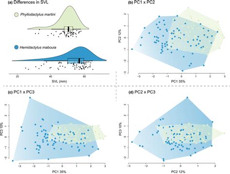 Analysis Of Morphometric Traits A Raincloud Plots Visualizing Svl Download Scientific