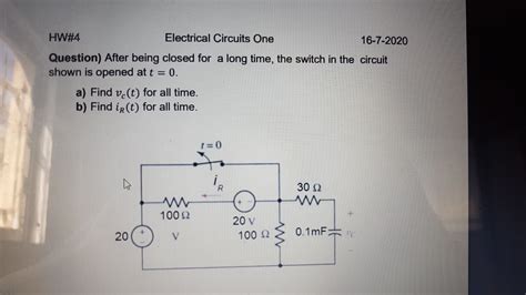 Solved HW 4 Electrical Circuits One 16 7 2020 Question Chegg Com