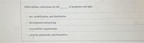 Solved Drm Defines Restrictions For The Q ﻿of Programs And