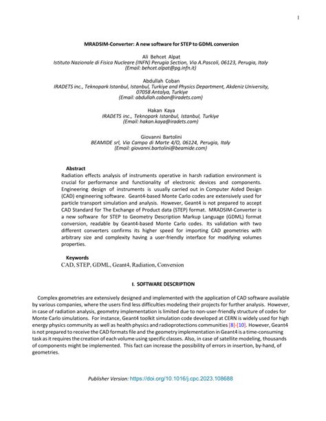 pdf mradsim converter a new software for step to gdml conversion