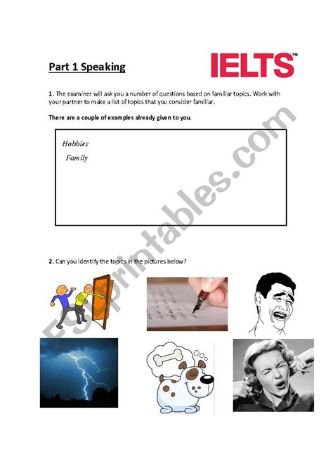 Part 1 Speaking Ielts Esl Worksheet By Jakehands