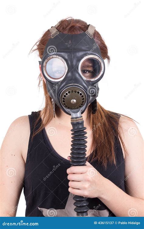 Young Girl Wearing Gas Mask Stock Image Image Of Attractive Mexican