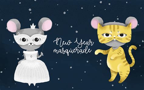의상 새해 카니발 가면 저녁 파티 초대 인사말 카드 템플릿에 귀여운 마우스 2020년에 대한 스톡 벡터 아트 및 기타 이미지 2020년 겨울 귀여운 Istock