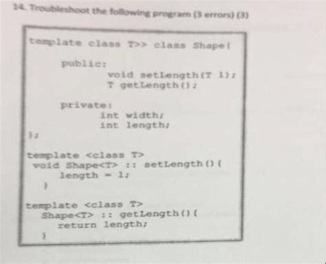 Solved 14 Troubleshoot The Following Program 3 Errors 3 Chegg