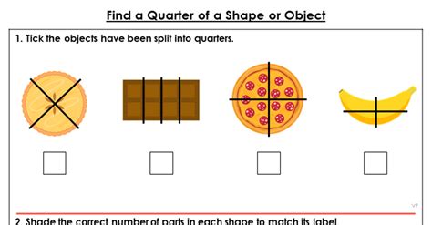 Year 1 Find A Quarter Of A Shape Or Object Lesson Classroom Secrets Classroom Secrets