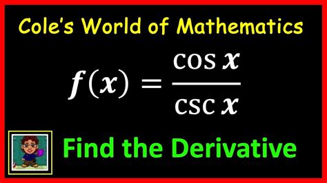 Derivative Of Cos X Csc X [calculus] Youtube