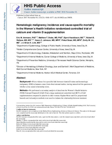 Pdf Hematologic Malignancy Incidence And Cause Specific Mortality In