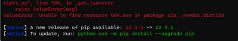 오류해결 Valueerror Unable To Find Resource T64exe In Package Pip