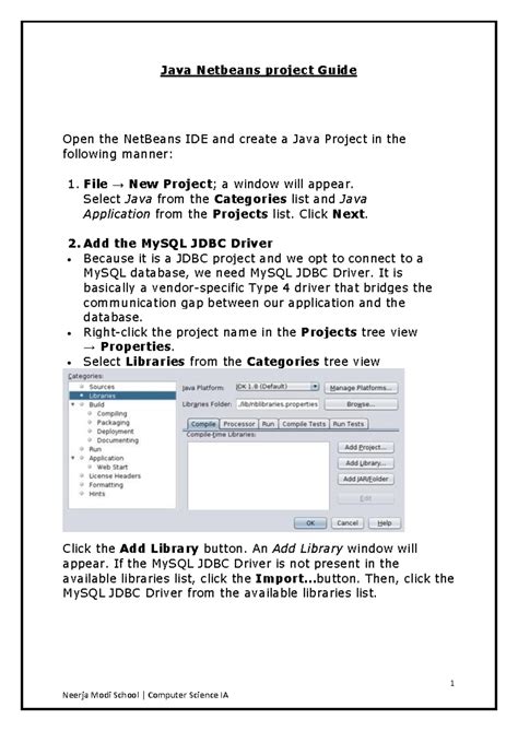 Steps Project 1 Java Netbeans Project Guide Open The Netbeans Ide And Create A Java Project In