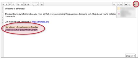 Course Etherpad Lite ZIM HilfeWiki