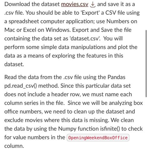 Solved Download The Dataset Moviescsv ↓ And Save It As A