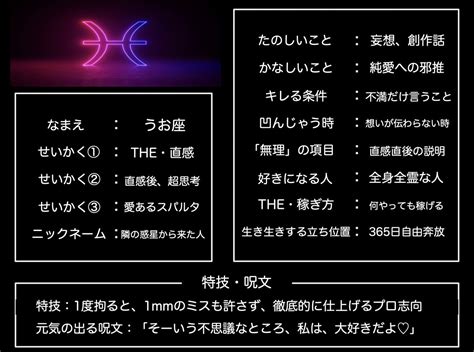 ヘルズ🍽️烏賊🦑 on twitter rt komorebi daiki 【魚座様のステータスをrpgのステータス風に表現】