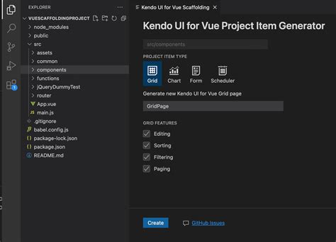 Project Setup Scaffolders Kendo Ui For Vue