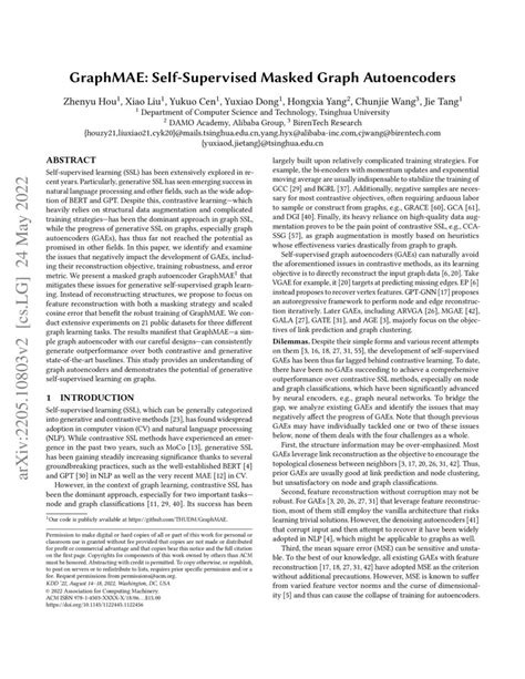 Graphmae Self Supervised Masked Graph Autoencoders Deepai