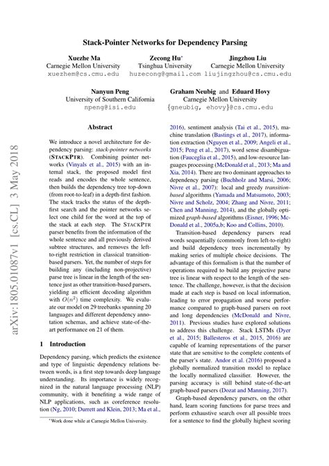 PDF Stack Pointer Networks For Dependency Parsing