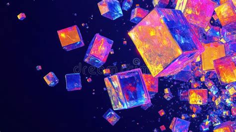 Colorful Abstract Cubes Floating In A Vibrant Digital Space Stock Illustration Illustration