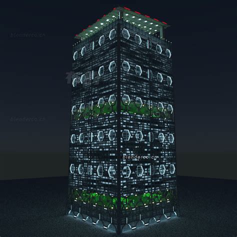 Blender科技感大楼建筑模型 Blender布的