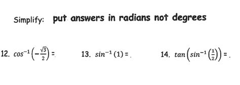 Simplify Put Answers In Radians Not