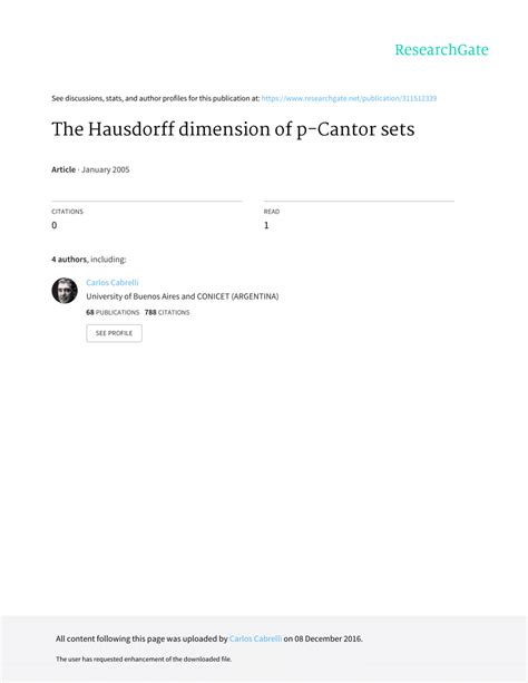 Pdf Hausdorff Measure Of P Cantor Sets