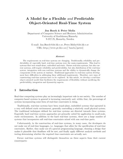 Pdf A Model For A Flexible And Predictable Object Oriented Real Time System