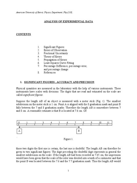 Analysis Of Experimental Data Pdf Significant Figures Observational Error