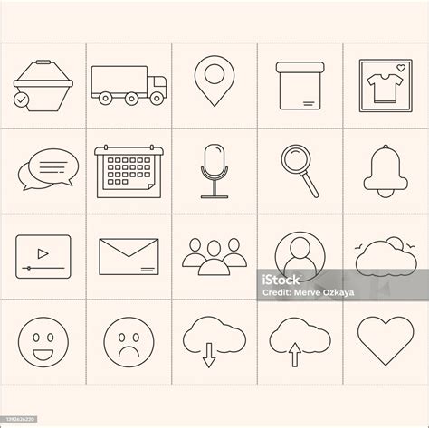 Mobile App Line Icon Set Stock Illustration Download Image Now Box Container Brand Name