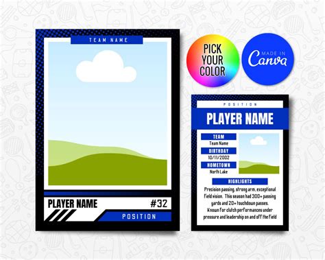 Sport Trading Cards Template Customizable Player Card Canva Template