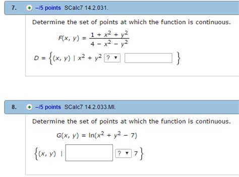 solved determine the set of points at which the function is