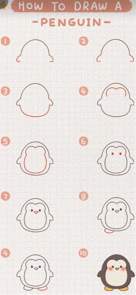 عکس ها و تصاویر نقاشی مرحله به مرحله پنگوئن باهوشک