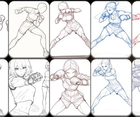 Artstation 300 Drawing Fighting Pose Female Reference Pack 4k V