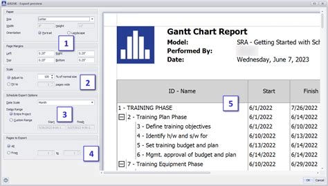 Gantt Chart Export Dialog