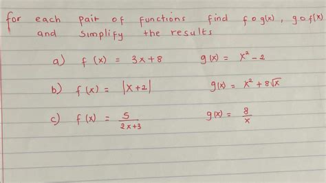 Solved For Each Pair Of Functions Find F G X G F X And Chegg Com