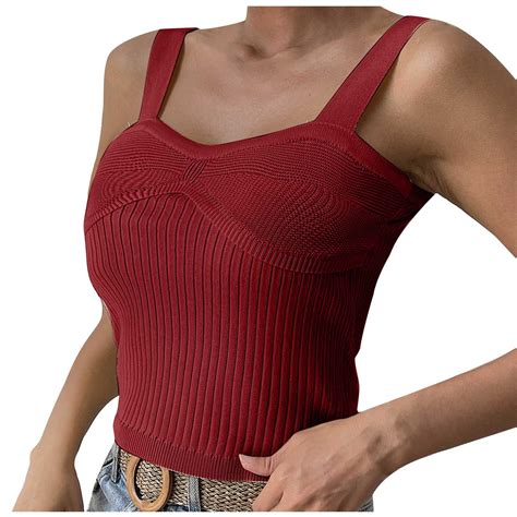 Mchoice Crop Tops For Women Low Cut Tank Top Ruched Bandage Mini Tops