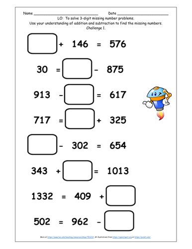 Ks2 Y3 Y4 Y5 Maths Mastery Missing Number And Missing Digits Problems
