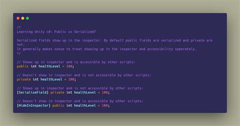 Unity C Public Vs Serialized Field Itch Io
