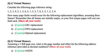 Solved Q1 Virtual Memory Consider The Following Page