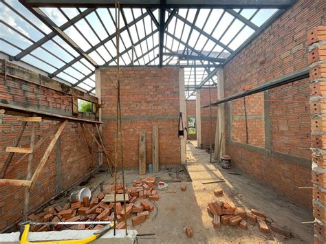 อัพเดทงานก่อผนังอิฐแดงอาคารพิกัดงานอำเภอแม่สายจังหวัดเชียงราย งานเธเสาร์เอ็นรับน้ำหนักผนังบริเวณ