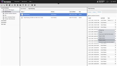 How Sql Physical Model Versioning Works In Vertabelo Vertabelo Database Modeler