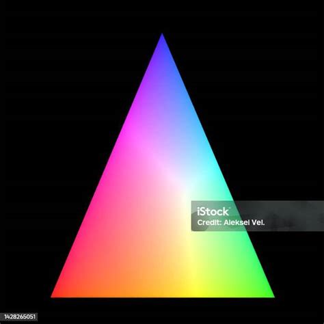 색상 오버레이가 있는 삼각형 형태의 Rgb 색상 표현입니다 프리즘 라이트 그라데이션에 대한 스톡 벡터 아트 및 기타 이미지
