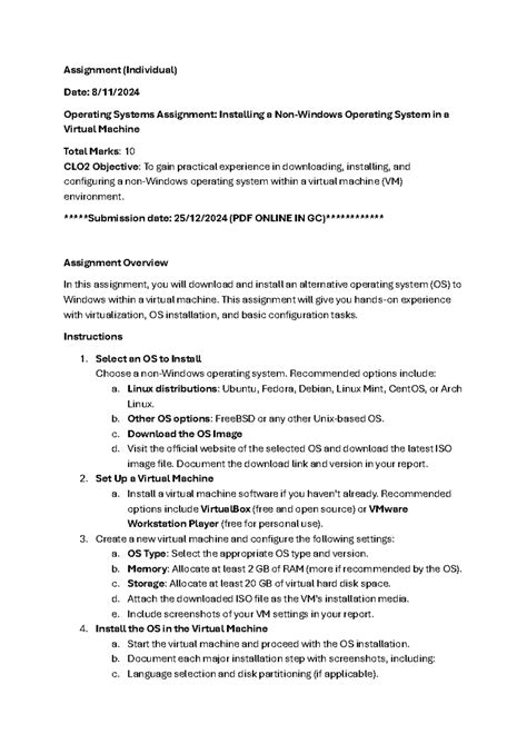 Assignment 1 Submission Date 25122024 Pdf Online In Gc Assignment Overview In This