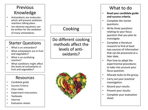 Ppt Investigating The Impact Of Cooking Methods On Antioxidant Levels In Fruits And Vegetables