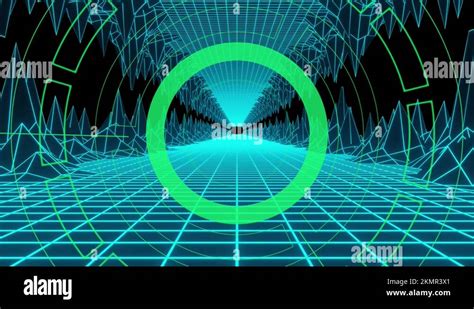 Animation Of Scope Scanning Over Video Game Digital Interface Screen With Grid Stock Video