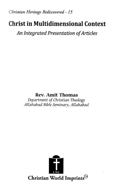 Christ In Multidimensional Context An Integrated Presentation Of Articles Exotic India Art