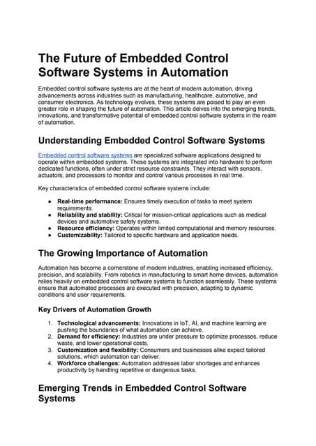 The Future Of Embedded Control Software Systems In Automationdocx