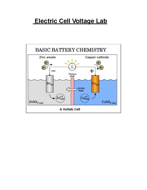 Electric Cell Lab Detailed Lab Report Electric Cell Voltage Lab