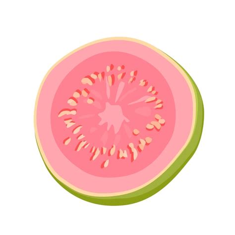 Premium Vector Pink Thin Slice Of Guava Isolated Vector Sliced Fruit In Flat Style Summer