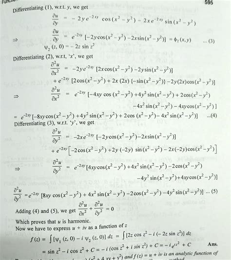 The Real Part Of A Complex Analytic Function F Z Is Given As U X Y E Sin
