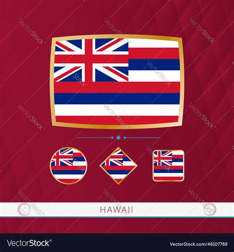 Set Of Hawaii Flags With Gold Frame For Use Vector Image