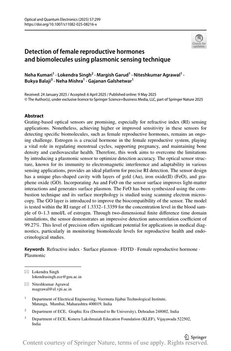 Detection Of Female Reproductive Hormones And Biomolecules Using