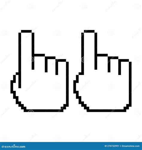 Set Of Finger Pixel Icon Web Cursor Click Mouse Symbol Computer Pointer Vector Illustration